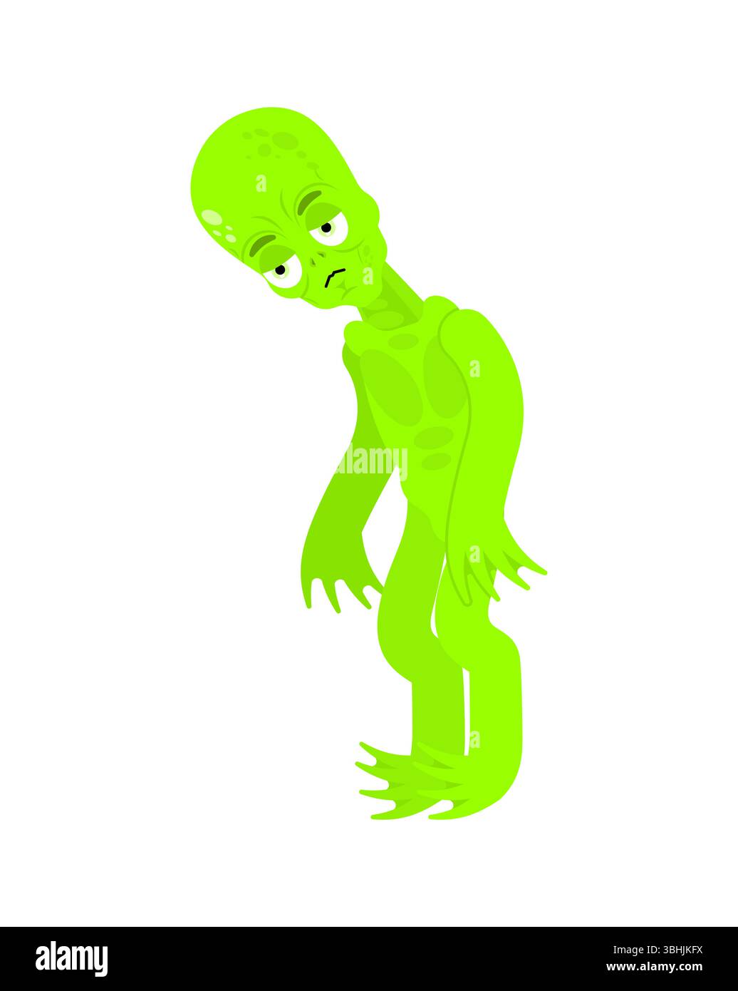 Alien sad emoji. UFO emoticon upset. Space invader green tired Stock ...