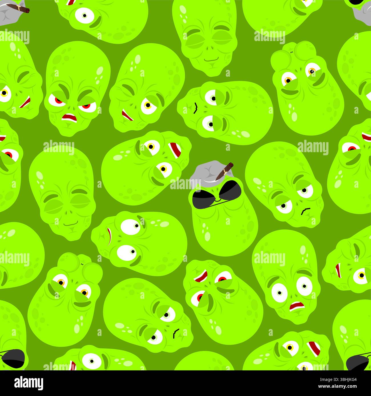 Alien emoji face pattern seamless. UFO emoji background. Space invader ...