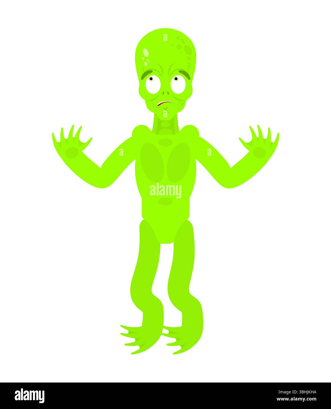 Alien oops emoji. UFO emoticon made mistake. Space invader green ...