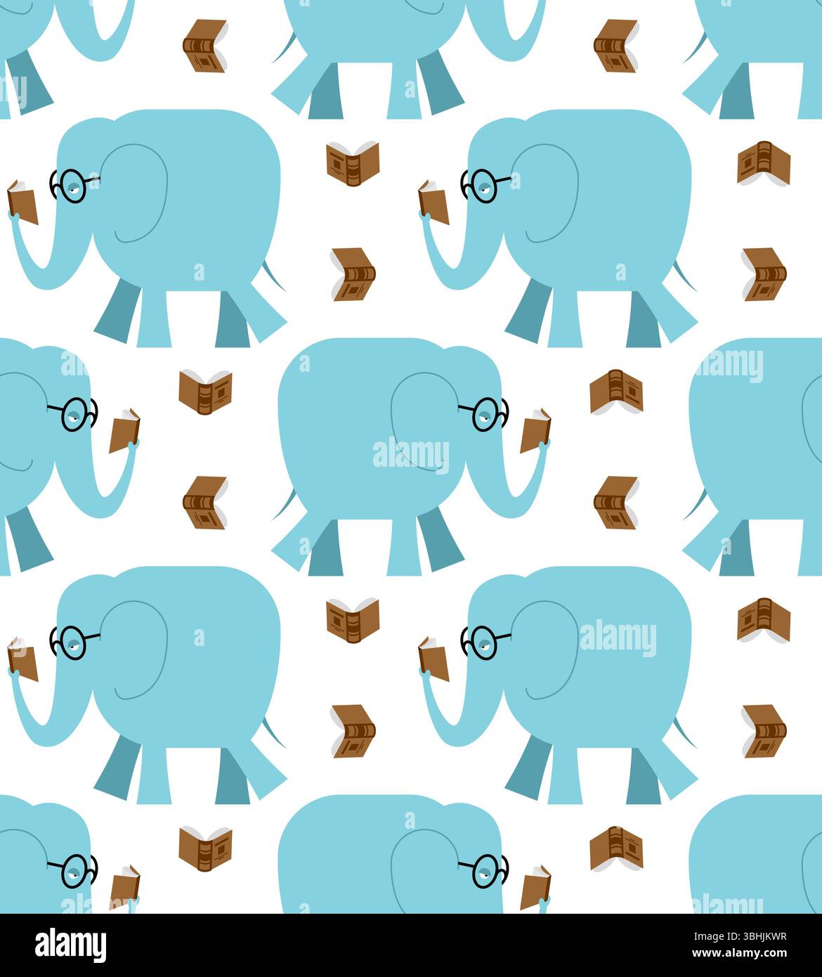 Elephant reading book pattern seamless. Reading elephant background ...
