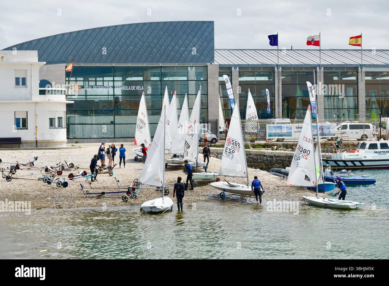 Small dinghies returning to the sailing school Santander Bay Cantabria ...