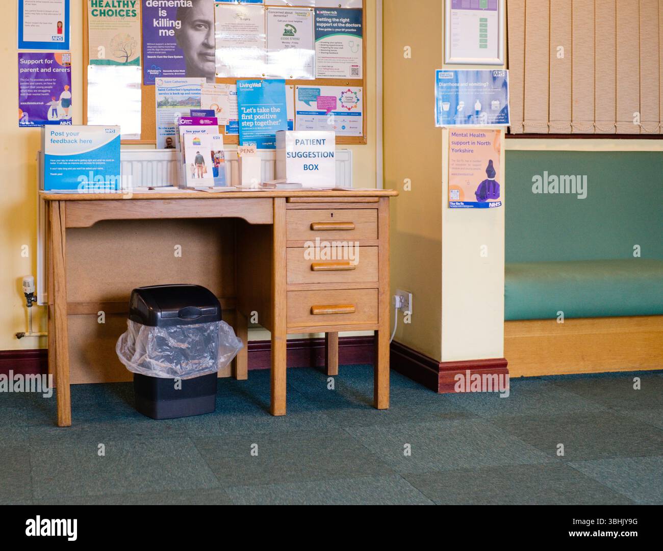 Patient suggestion box in the doctors surgery at Filey Stock Photo - Alamy