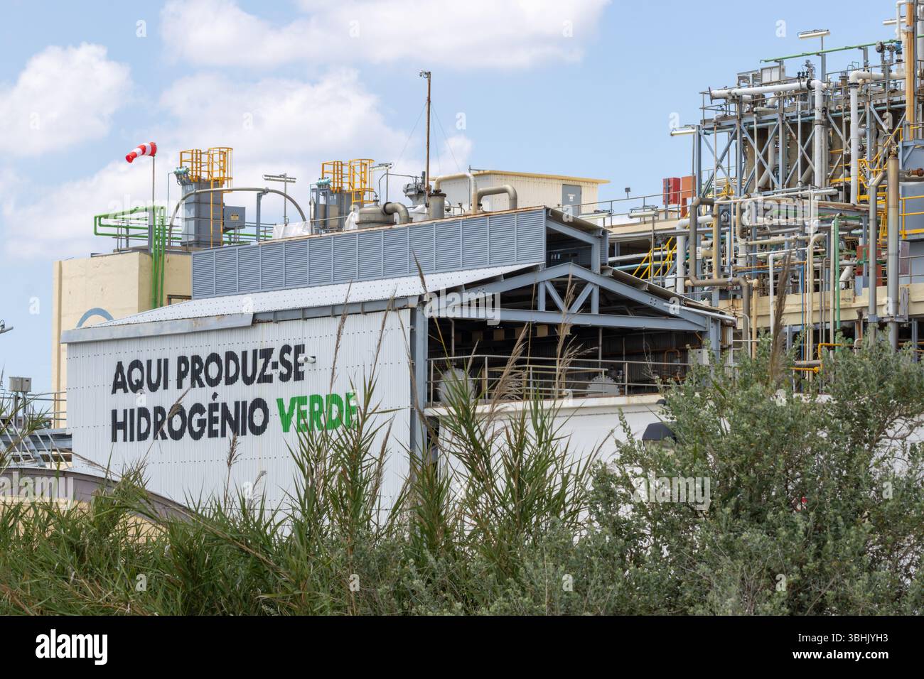 Industrial plant producing green hydrogen, a clean energy source ...