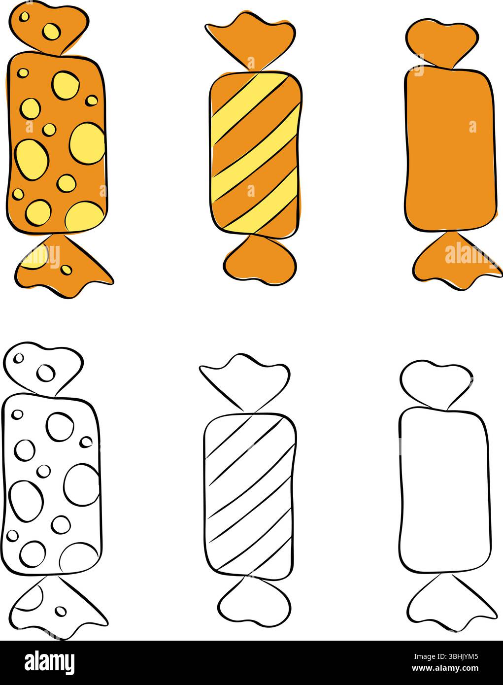 Halloween Candy isolated on transparent background. Vector graphic line ...