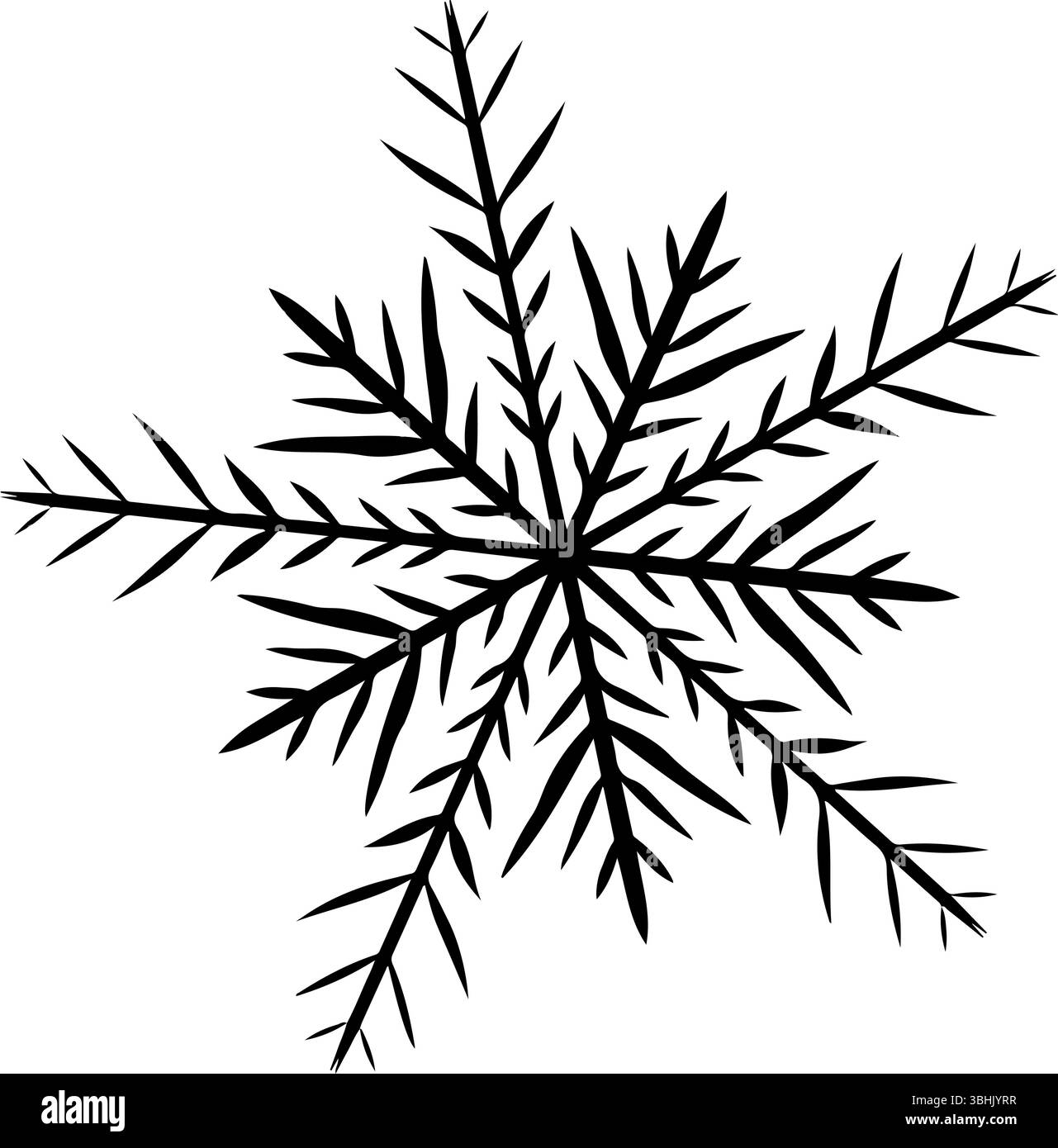 Snowflake isolated on transparent background. Vector graphic line ink ...