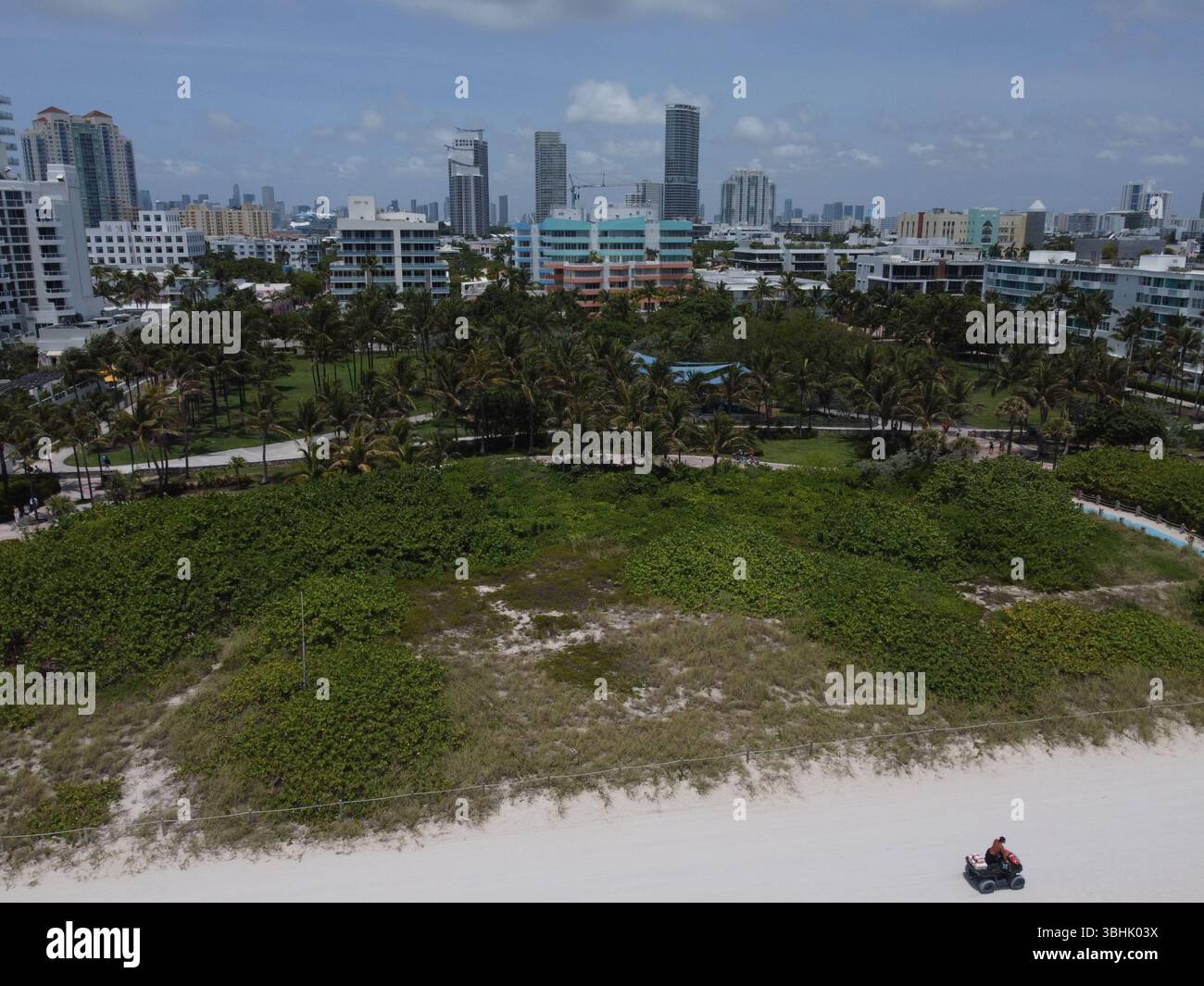 A stunning drone view of Miami Beach South Pointe showcasing the beach ...