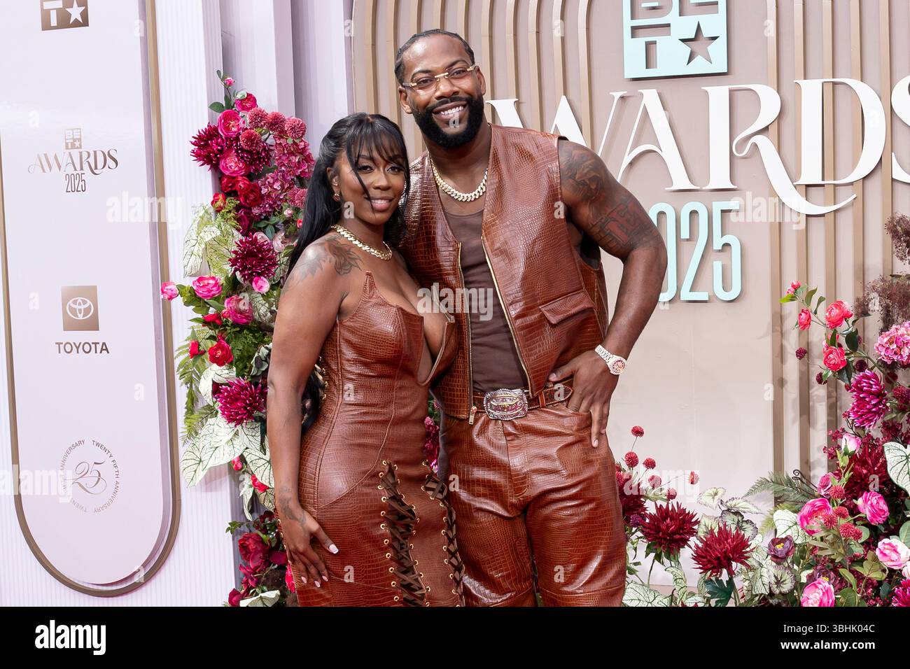 Kash Doll and Za’Darius Smith attend the arrivals of the “BET Awards 2025” at the Peacock ...