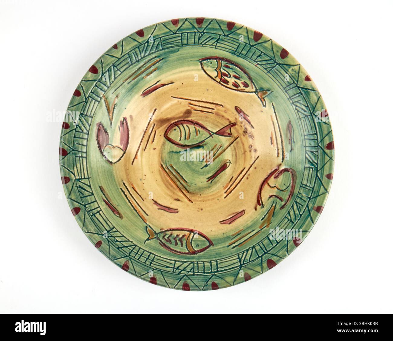 1930s Art Deco Shorter Aztec fish pottery bowl designed by Mabel Leigh ...