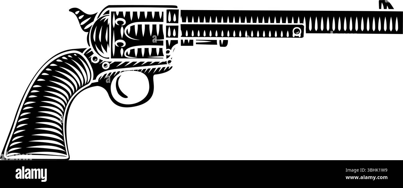 Revolver Gun Western Cowboy Pistol Illustration Stock Vector Image ...