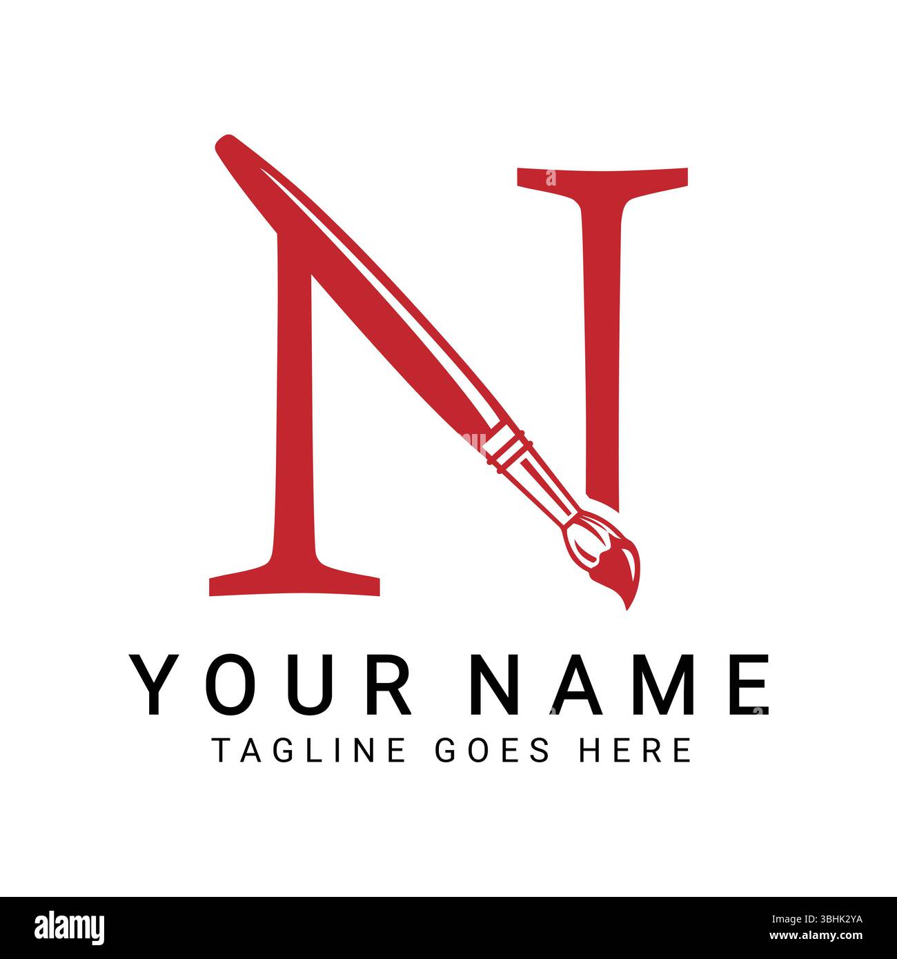 Letter N Painting Brush Logo Design. Alphabet N Painting Artist Icon ...