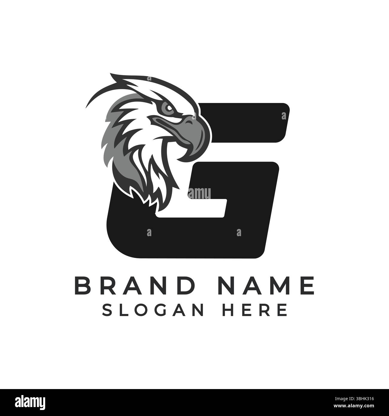 Letter G Logo Concept with Eagle face. Alphabet G Falcon Icon Stock ...