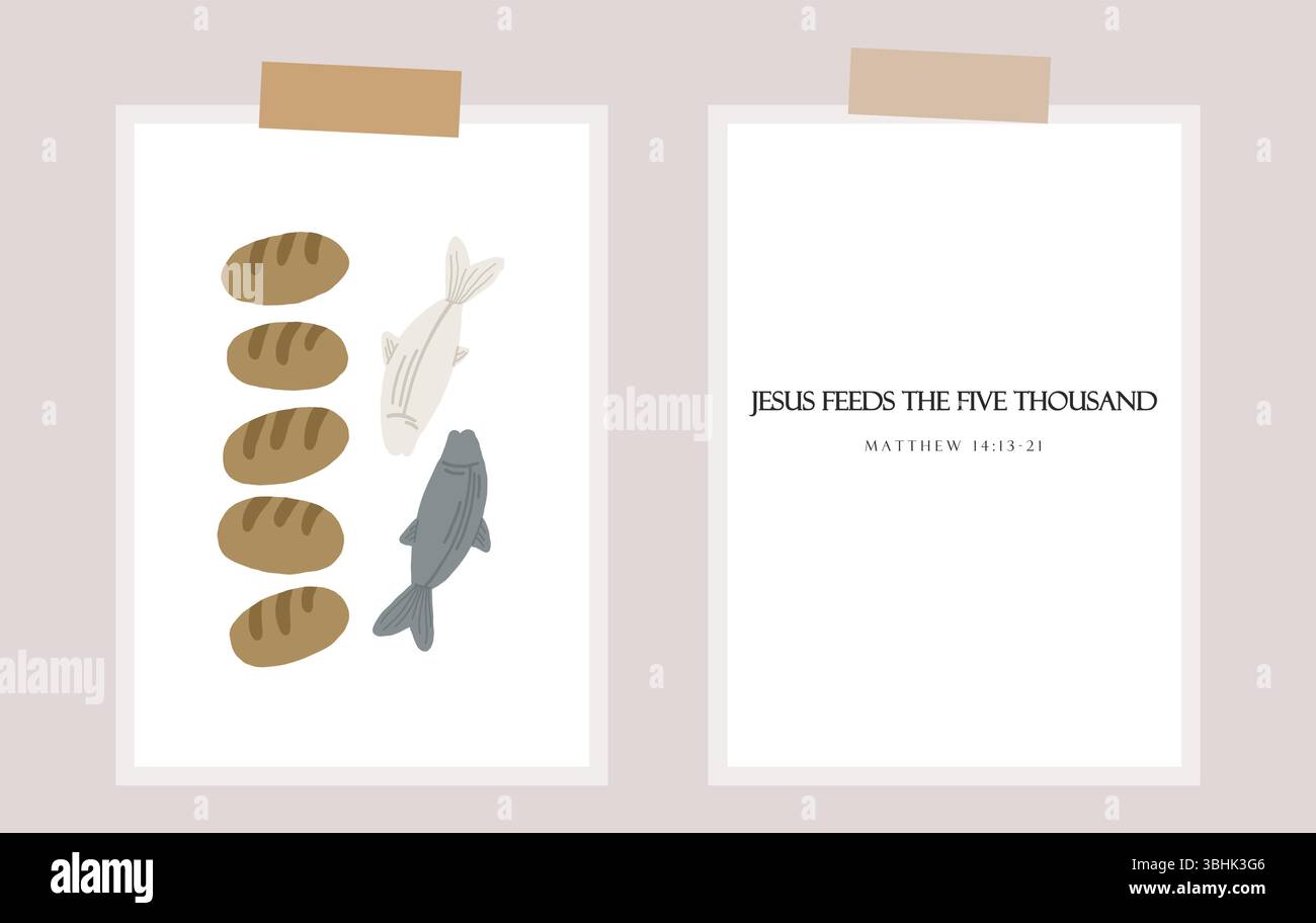 The multiplication of the loaves and fishes. Christian Jesus Poster ...