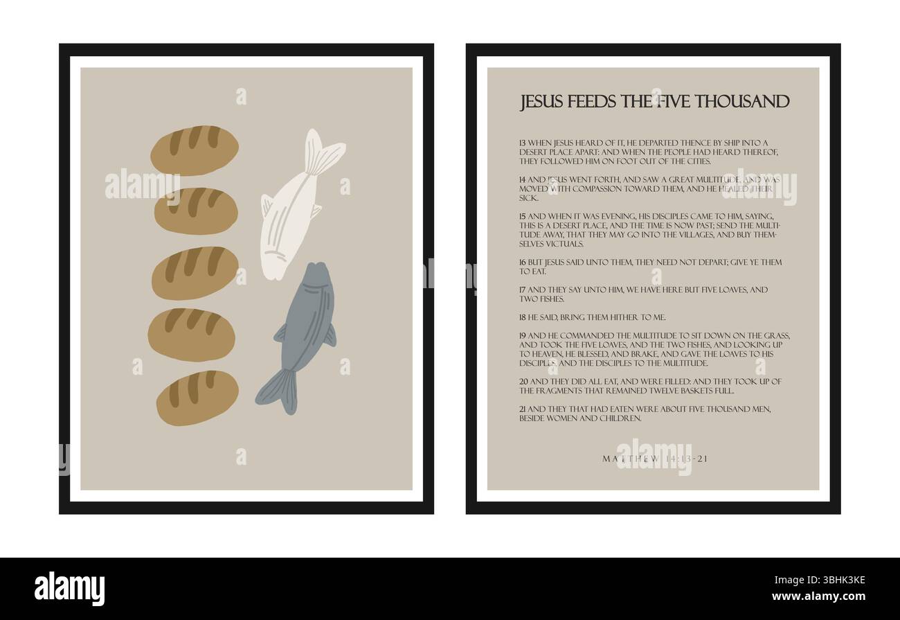 The multiplication of the loaves and fishes. Christian Jesus Poster ...