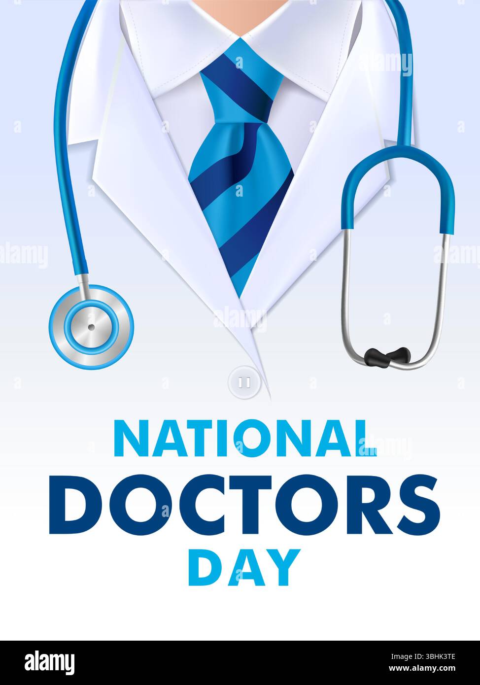 National Doctors Day banner with medical gown and stethoscope. Creative ...