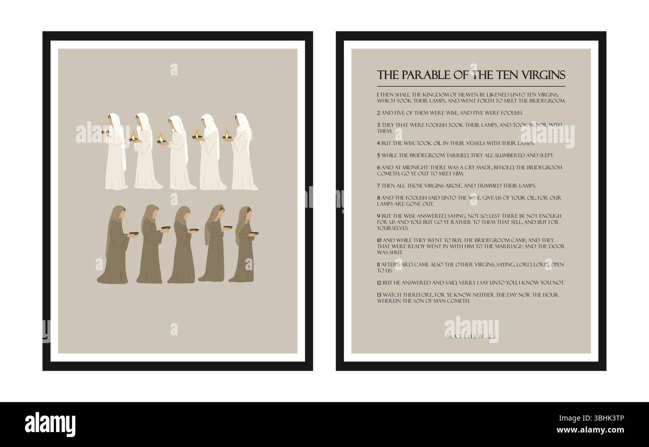The Parable of the Ten Virgins. Christian Jesus Poster, Religion Hand ...