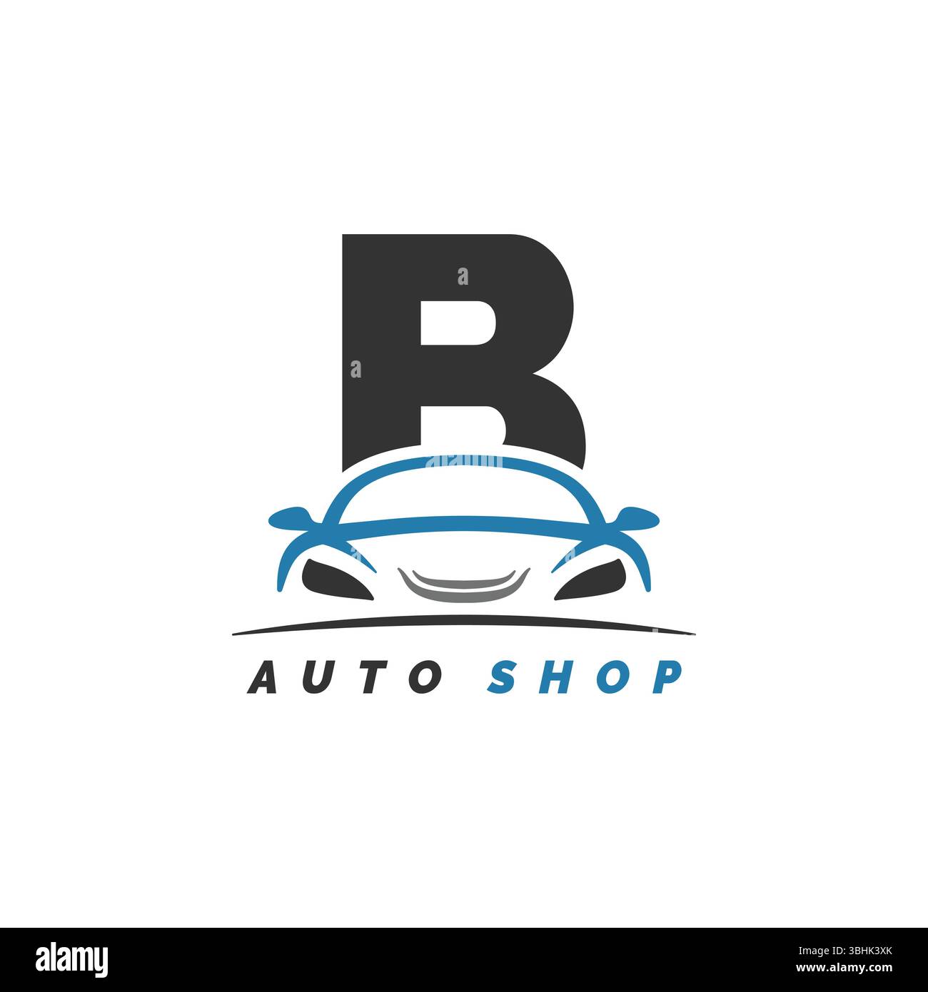 letter B logo auto mechanic with car design. Alphabet B automotive car ...