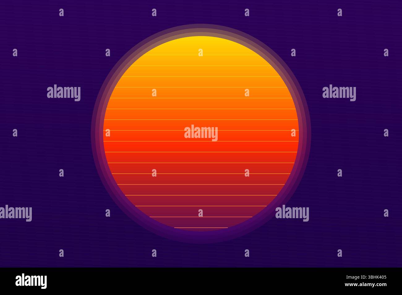 Retro vaporwave sun futuristic sunrise. Cyberpunk geometric planet ...