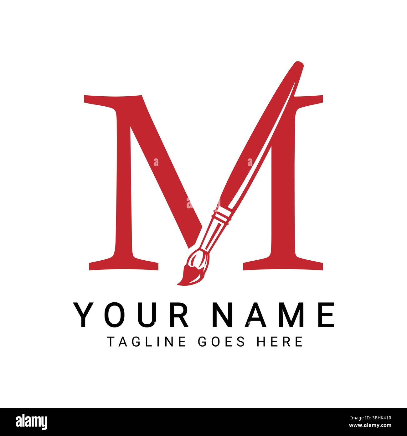 Letter M Painting Brush Logo Design. Alphabet M Painting Artist Icon ...