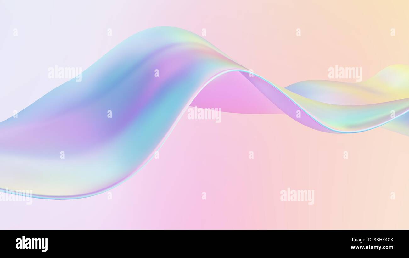 Iridescent pastel wave with flowing 3D gradient shape on soft purple ...