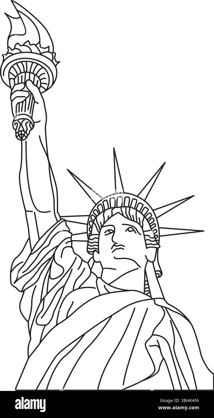 Statue of Liberty half body with style lines, National symbol of ...