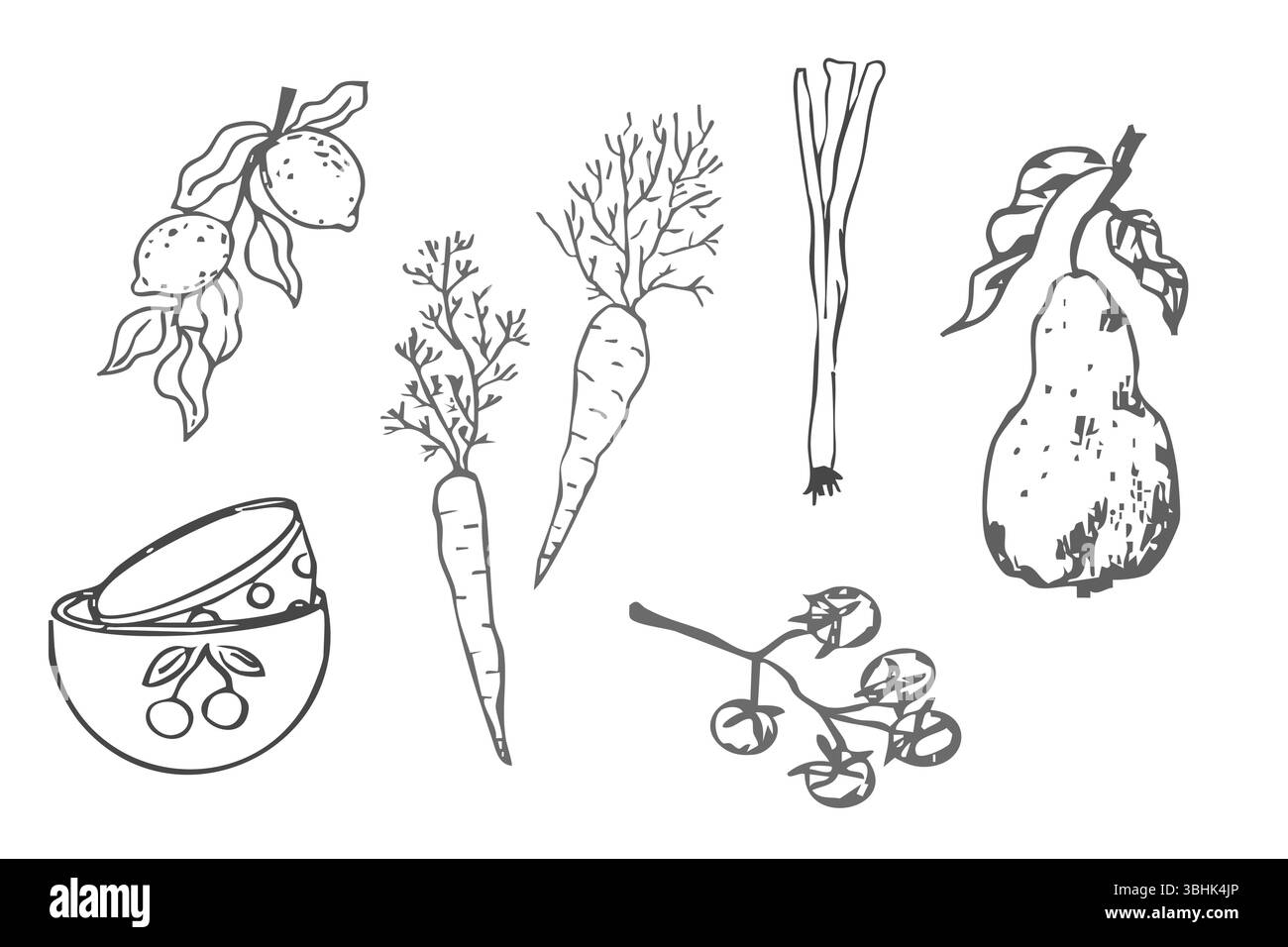 Cottagecore set cosy country rural things sketch. Retro cute whimsy ...