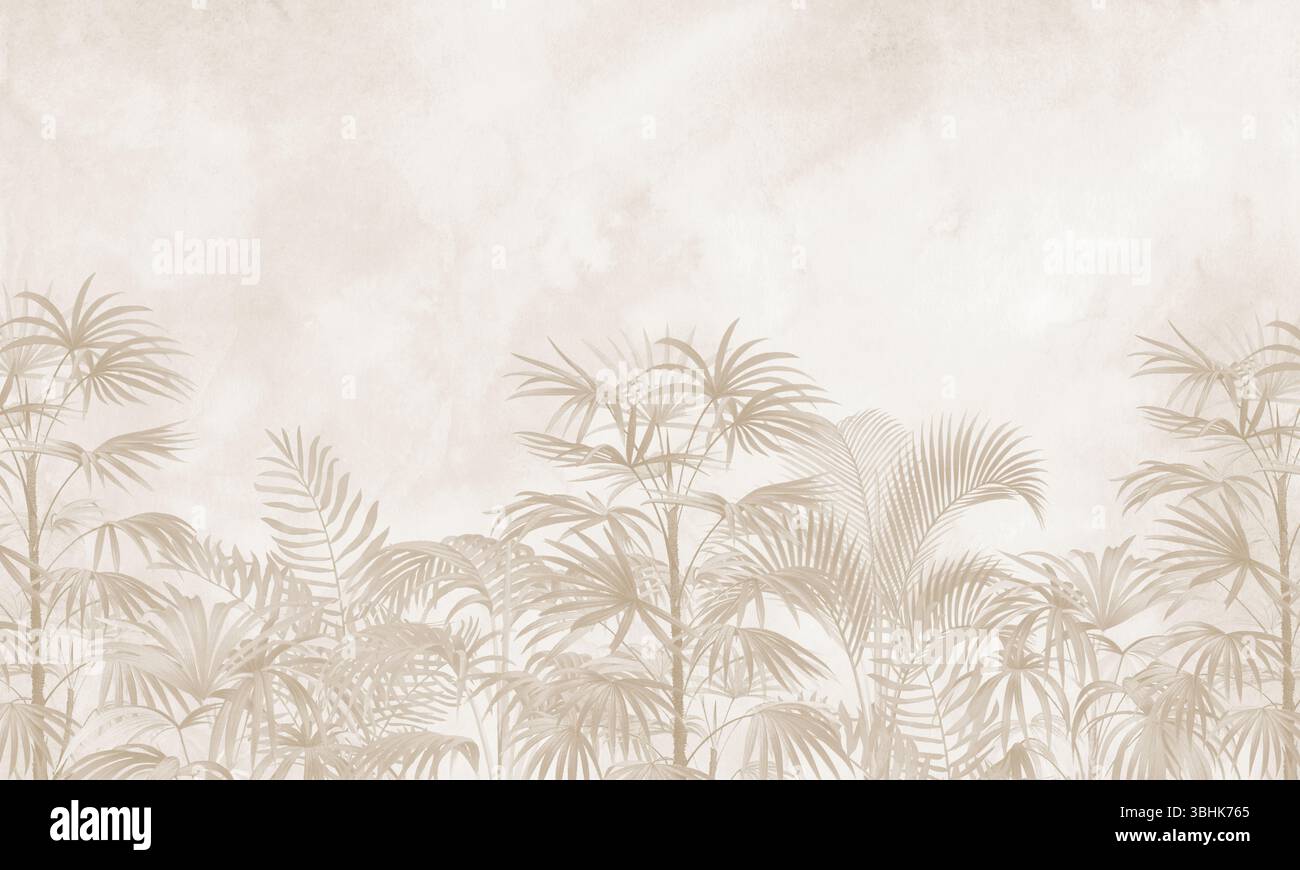 Aged Decor: Faded Brown Tropical Plants Seamless Texture Art Stock ...