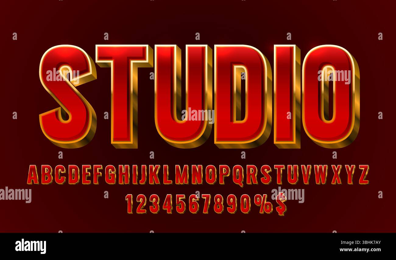 Studio font set collection, letters and numbers symbol. Vector Stock ...