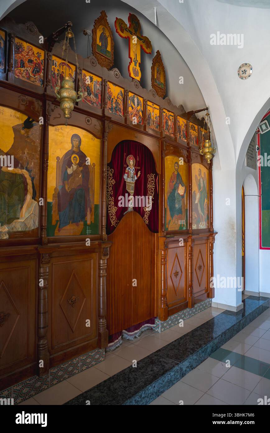 Interior of a Church in Cyprus with Wooden Iconostasis and Icons Stock ...