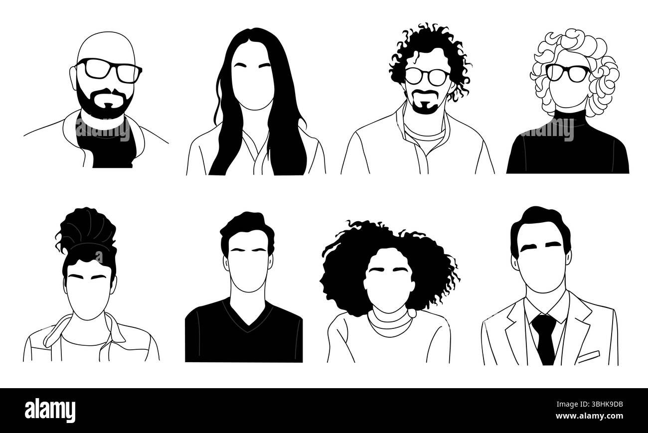 Hand drawn vector avatars diverse business people Stock Vector Image ...