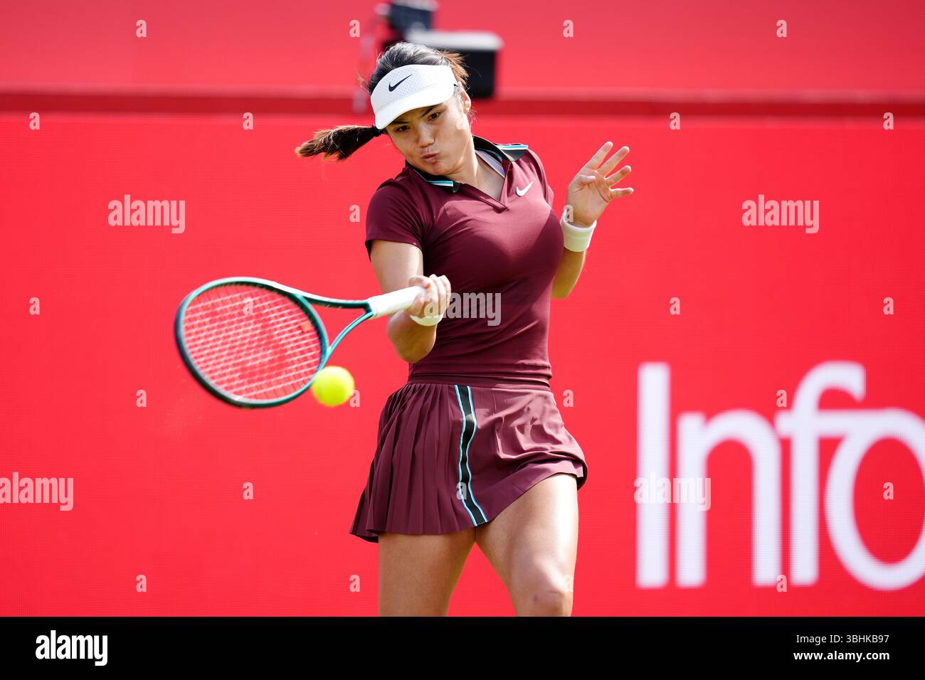 Emma Raducanu in action during her match against Cristina Bucsa on day ...