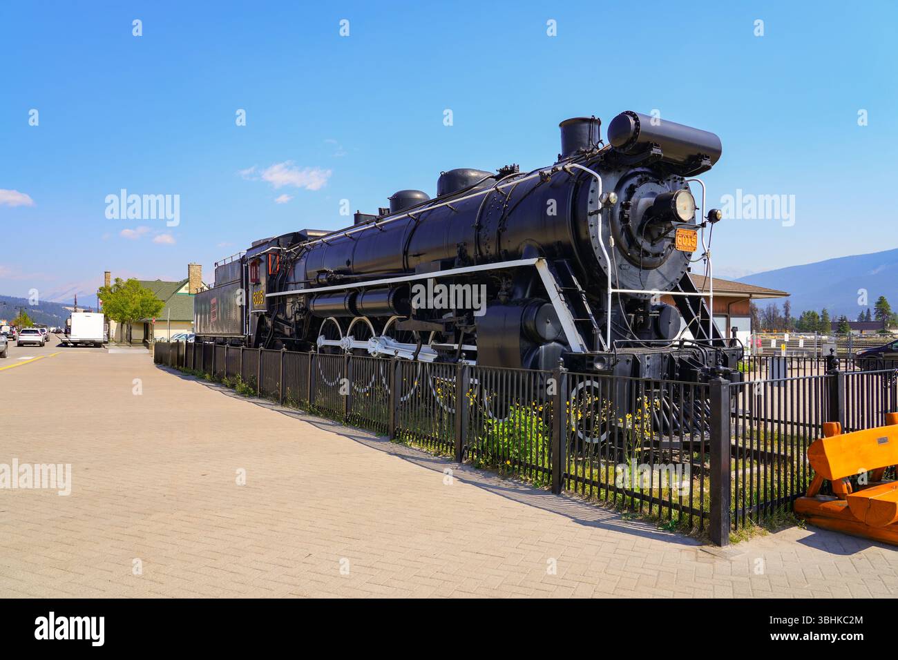 Old steam locomotive in Jasper Railway Station in Downtown Jasper ...