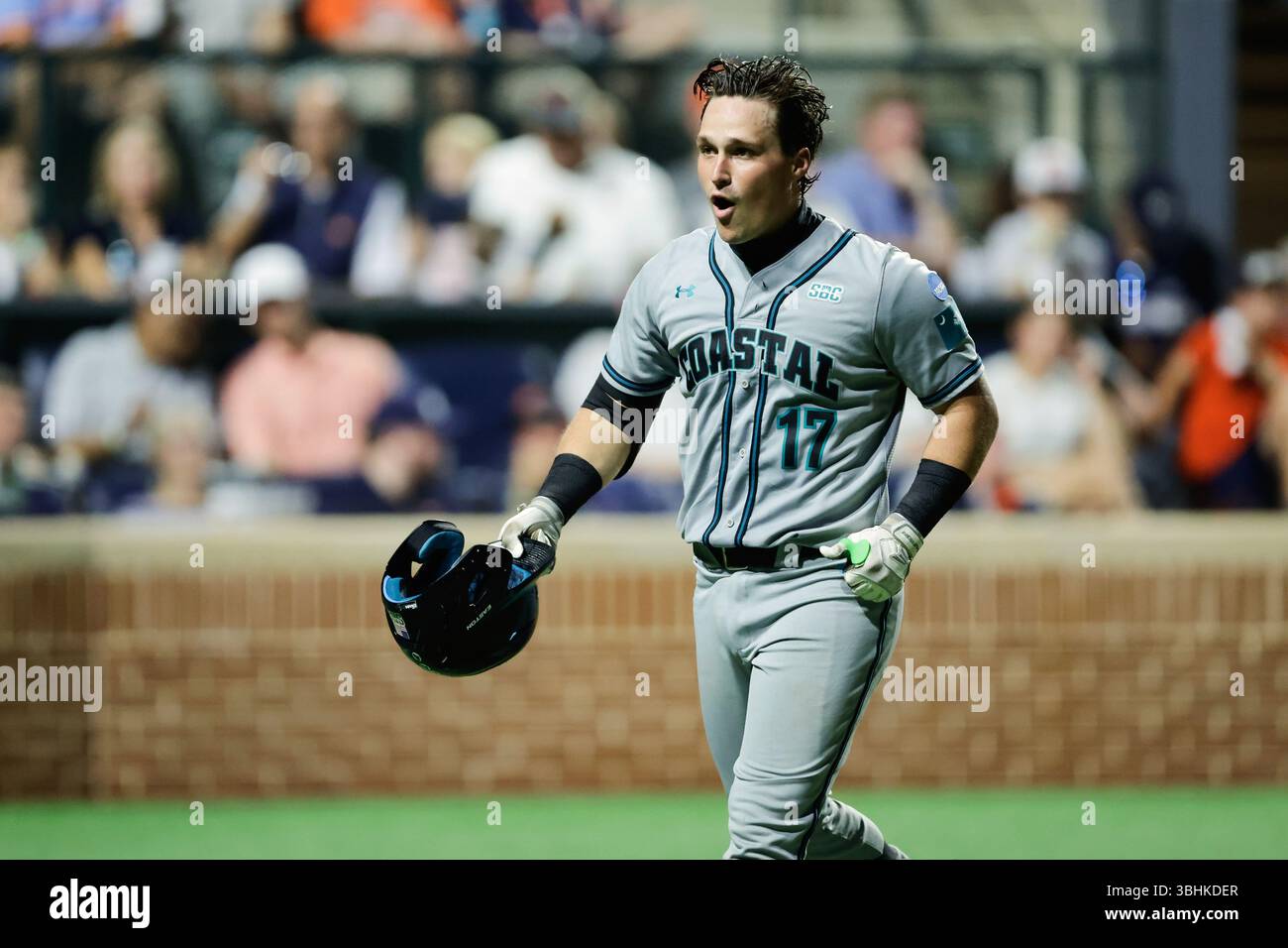 FILE - Coastal Carolina's Caden Bodine (17) celebrates hitting a solo ...