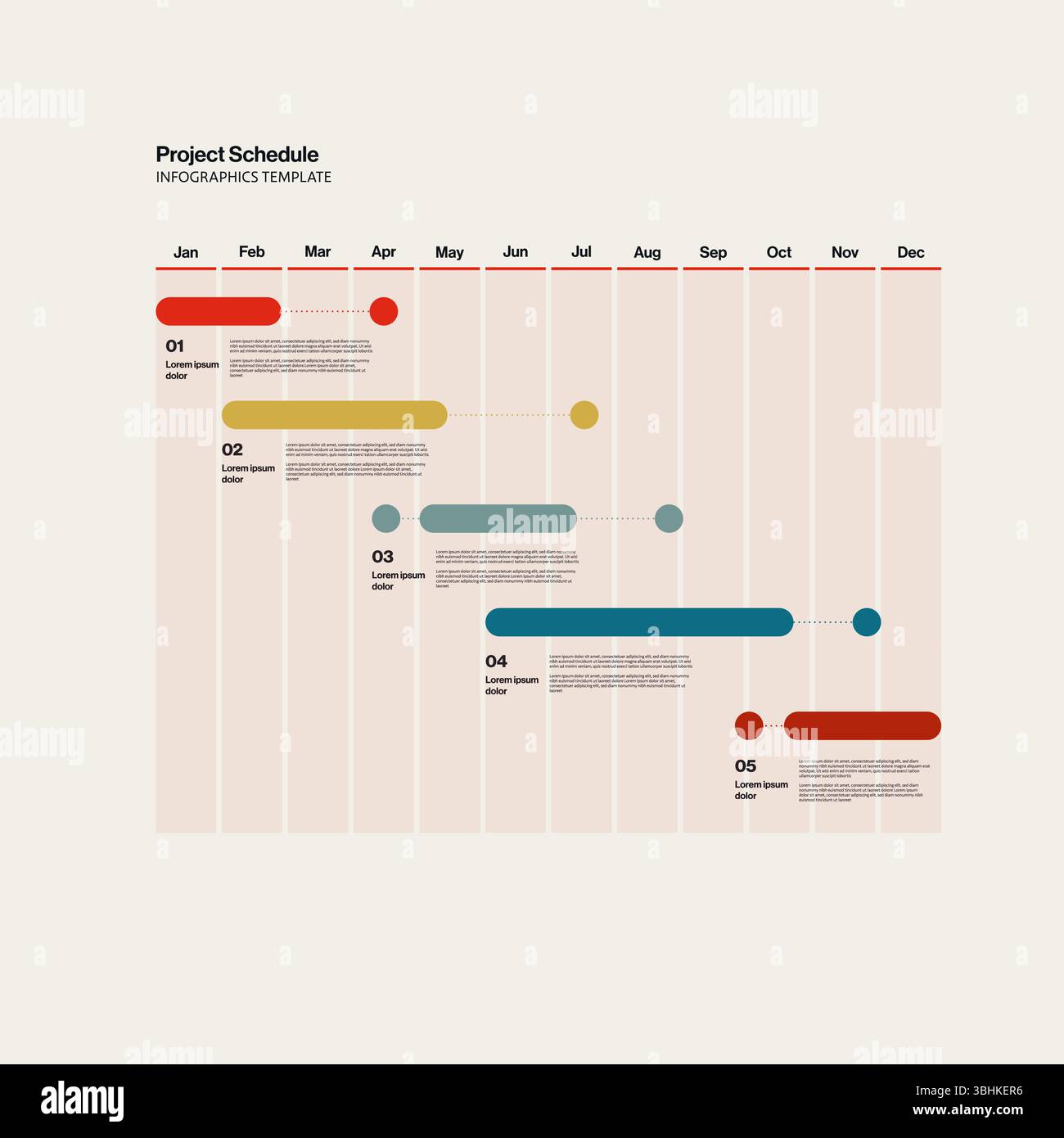 Project Schedule Infographic Template with Editable Bars, vector ...