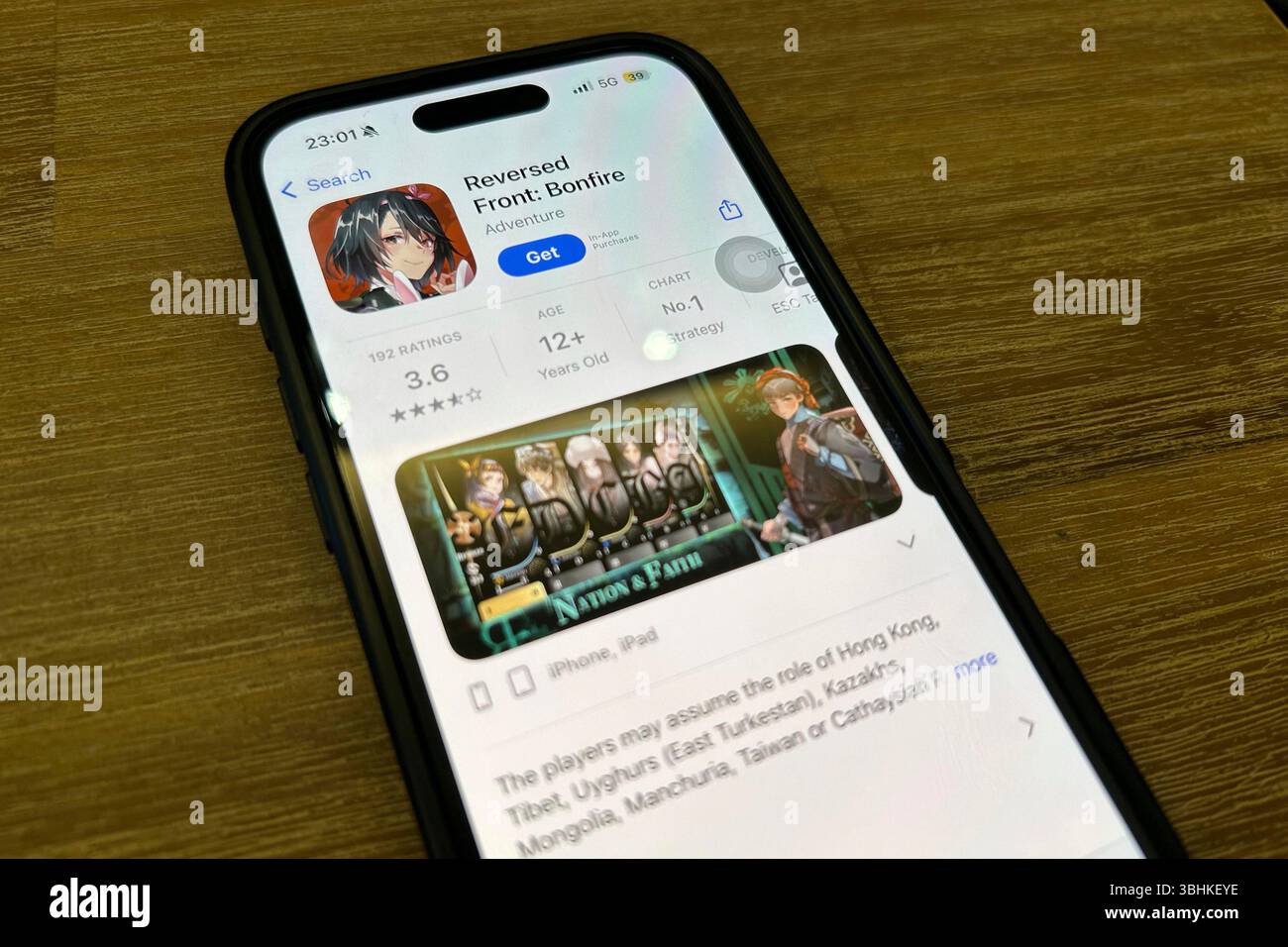 A phone shows the an App Store page for the application "Reversed Front ...