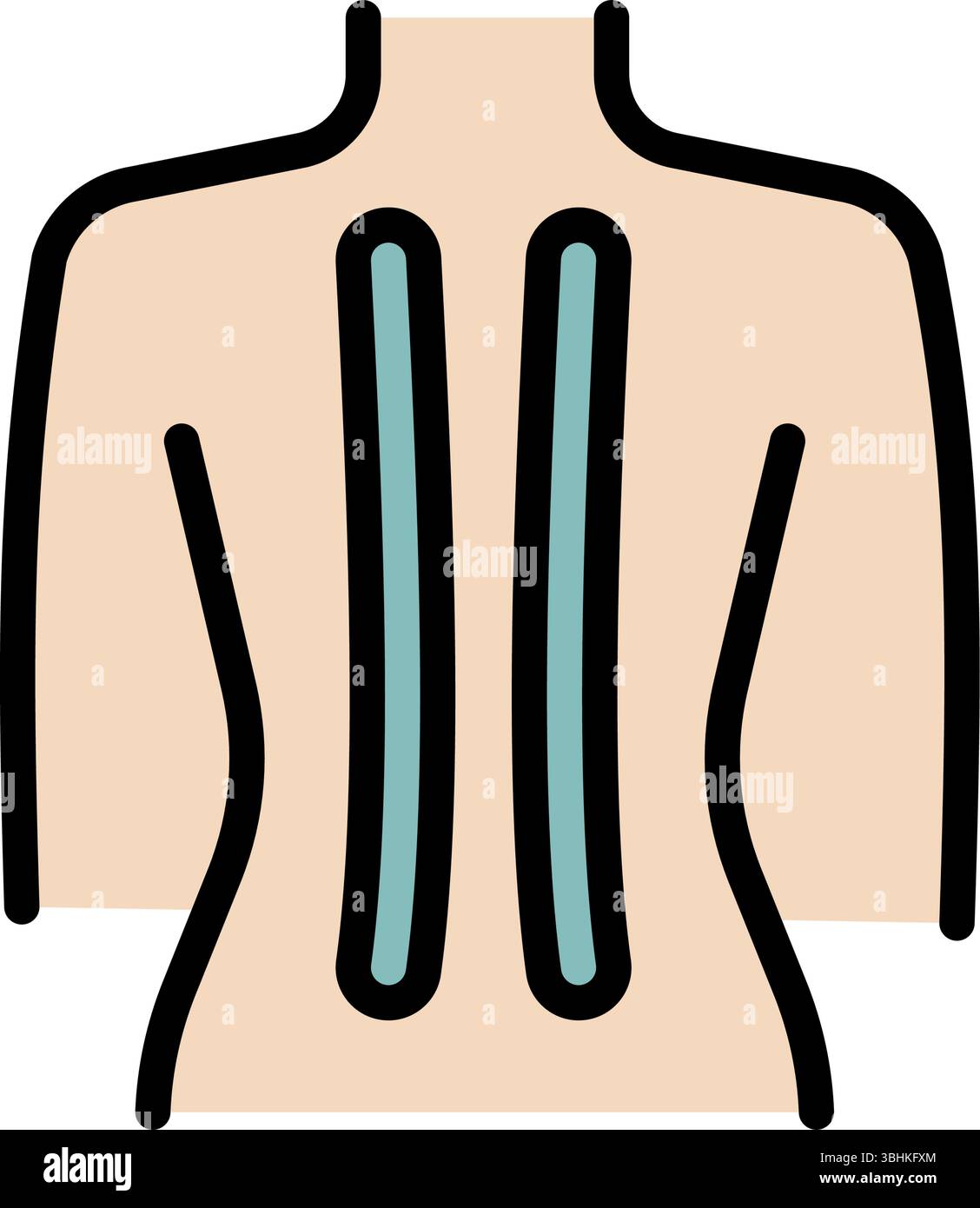 Back kinesio tape strips spine color icon. Elastic therapeutic tape ...