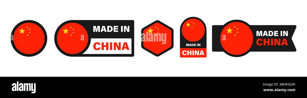 Made in China flag stickers Stock Vector Image & Art - Alamy