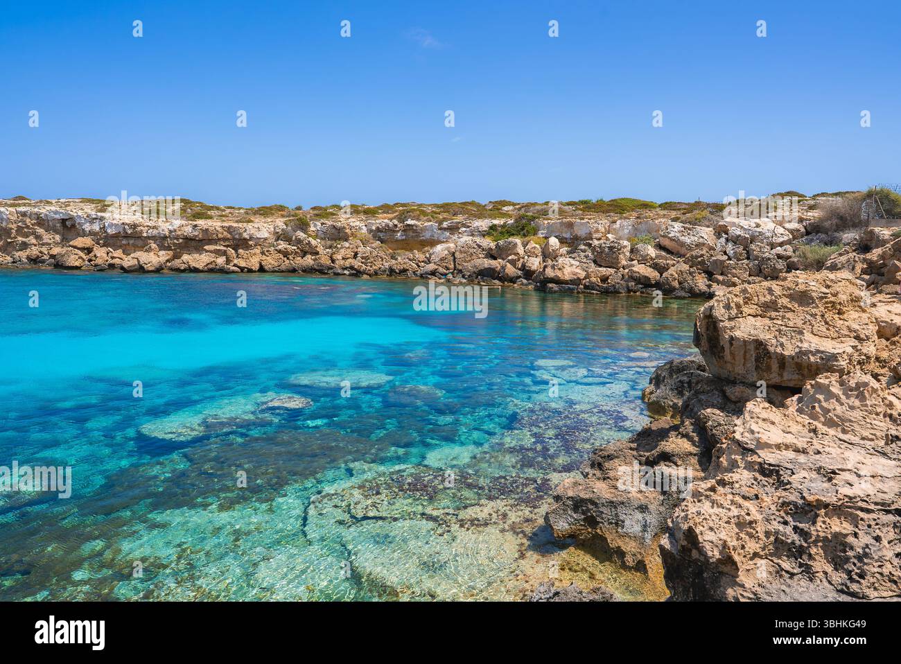 Coastal Scene with Turquoise Waters and Rocky Shoreline in Cyprus Stock ...