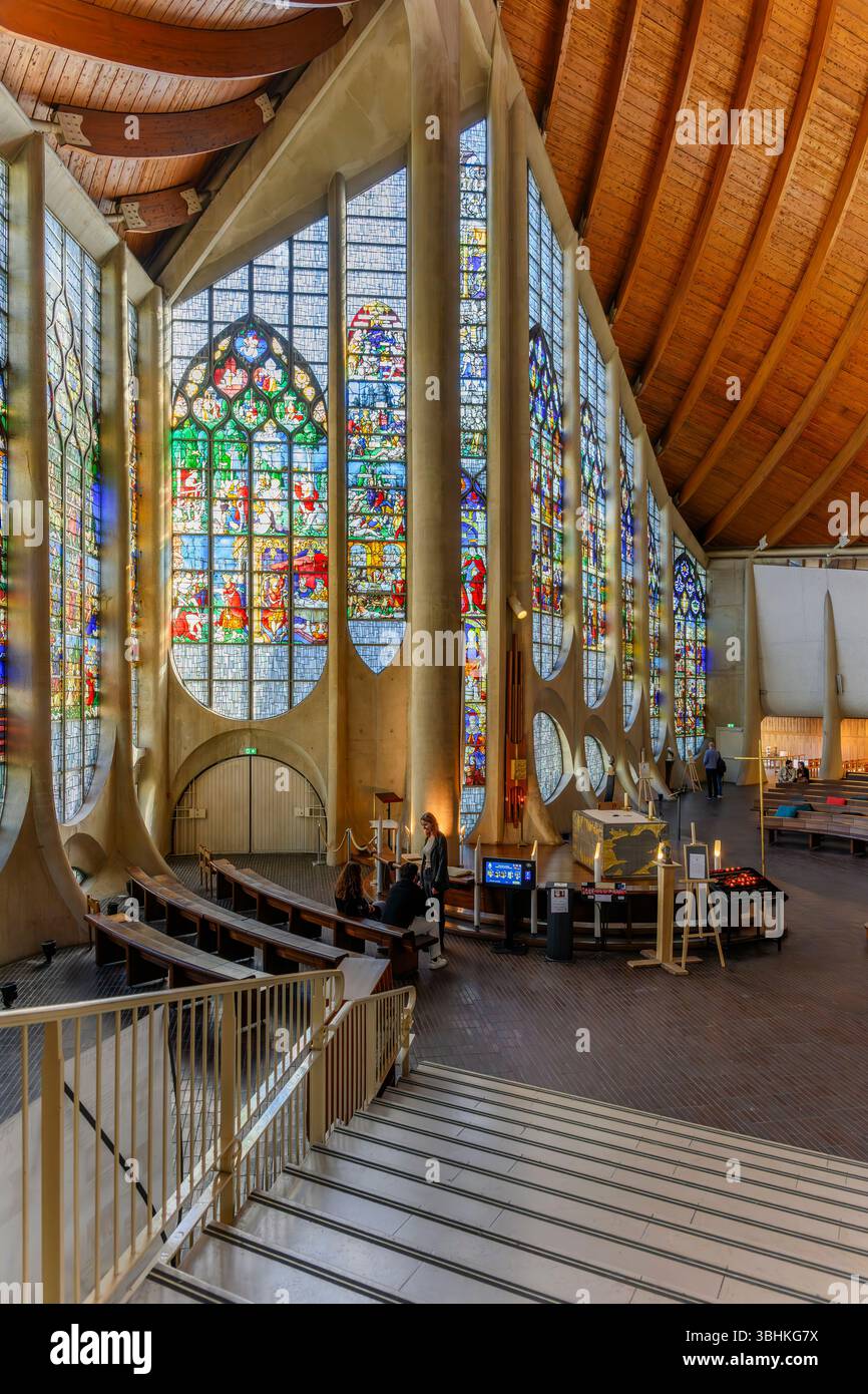 Inside Saint Joan of Arc Church (Église Sainte-Jeanne-d'Arc) in Rouen. Completed in 1979 reusing ...