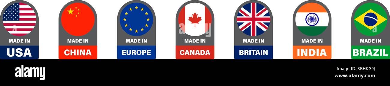 Made in. Stickers different countries icon set Stock Vector Image & Art ...