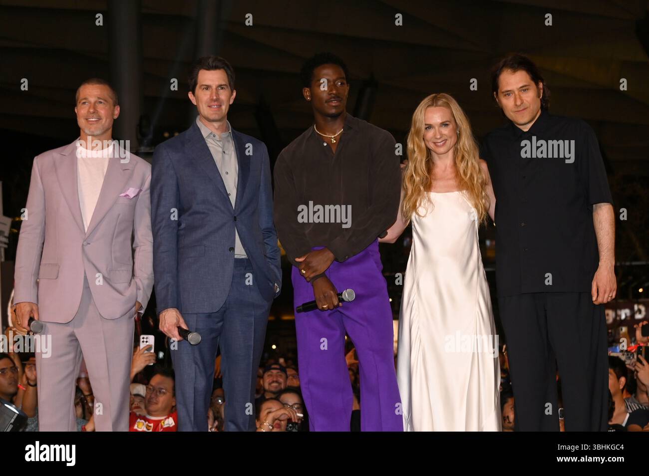 (L-R) Brad Pitt, Director Joseph Kosinski, Damson Idris, Kerry Condon ...