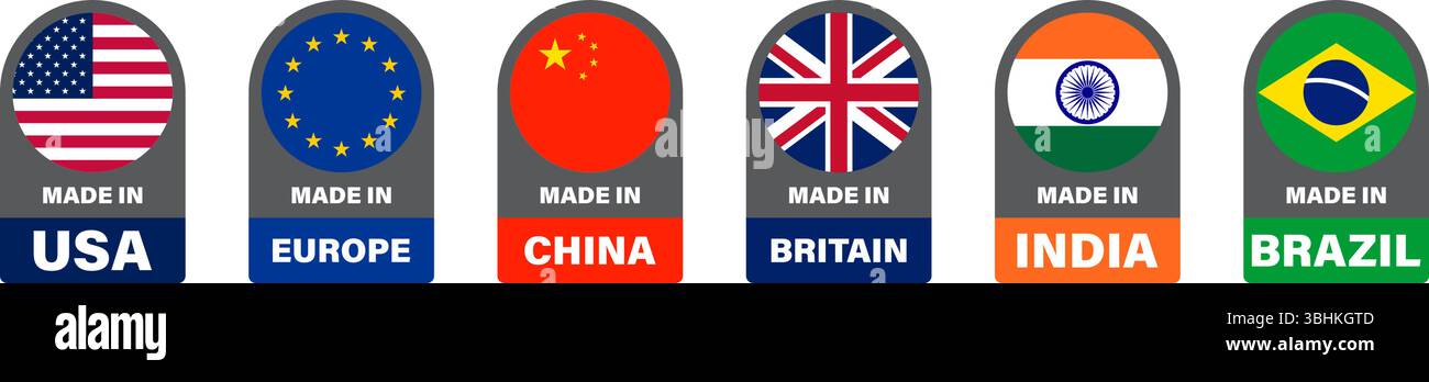 Made in. Stickers different countries icon set Stock Vector Image & Art ...