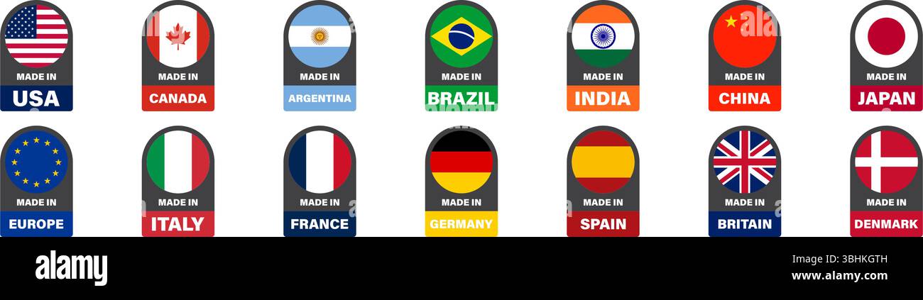 Made in. Stickers different countries icon set Stock Vector Image & Art ...