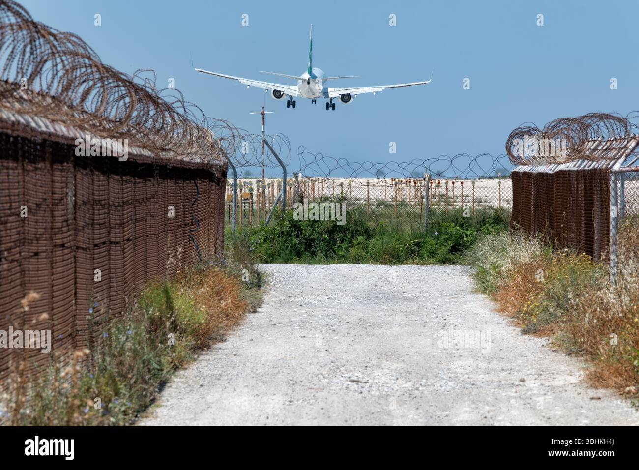 Rhodes, Greece. A Tui plane coming in to land at Rhodes Airport. The ...
