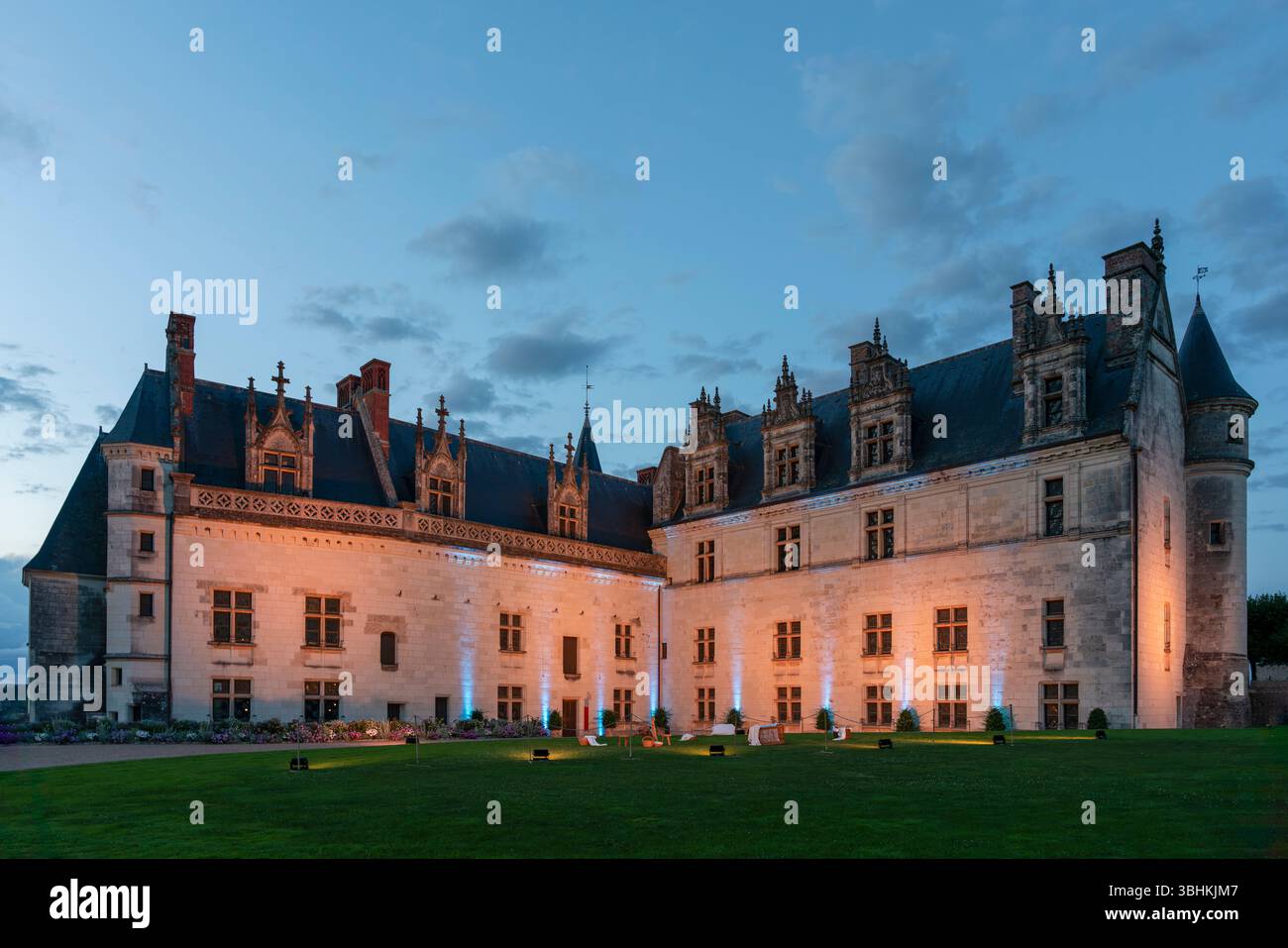 Magnificent Château d'Amboise illuminated at twilight showcases ...