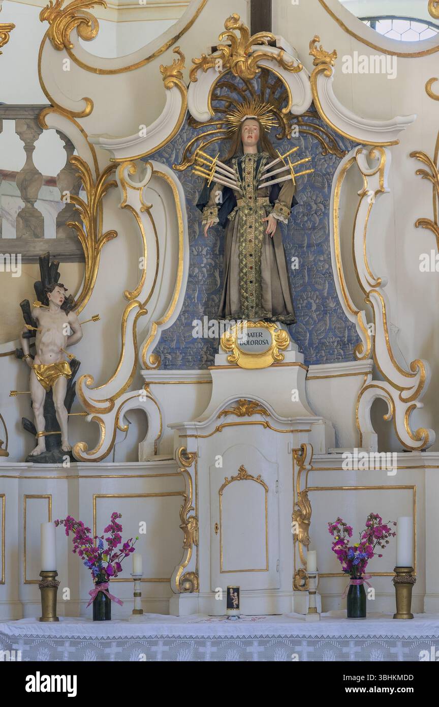 Chapel of the Virgin Mary from 1780 with main altar, floral decoration ...