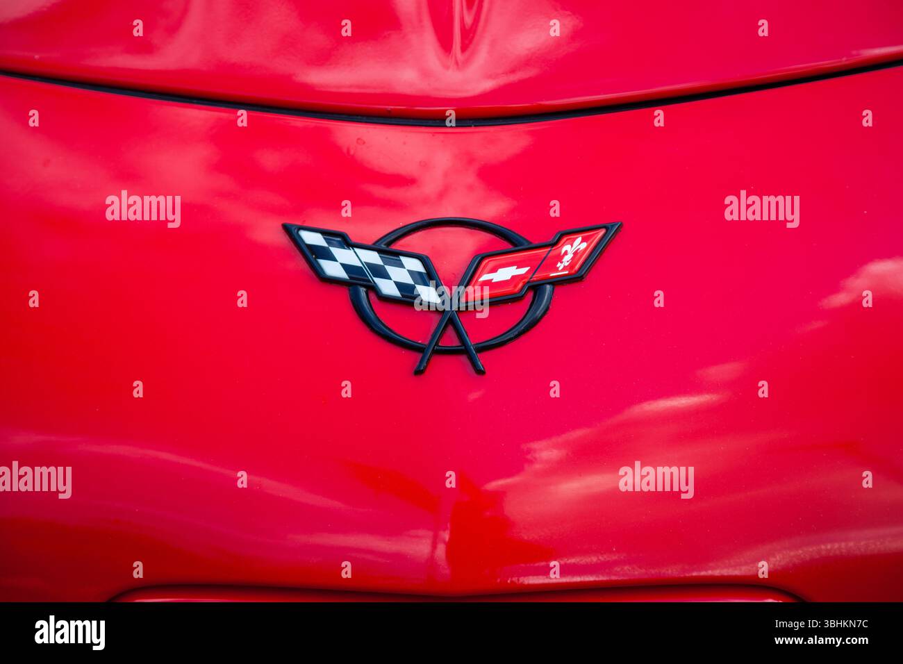 Vilnius, Lithuania - 31-05-2025 - Chevrolet Corvette logo on a bright ...