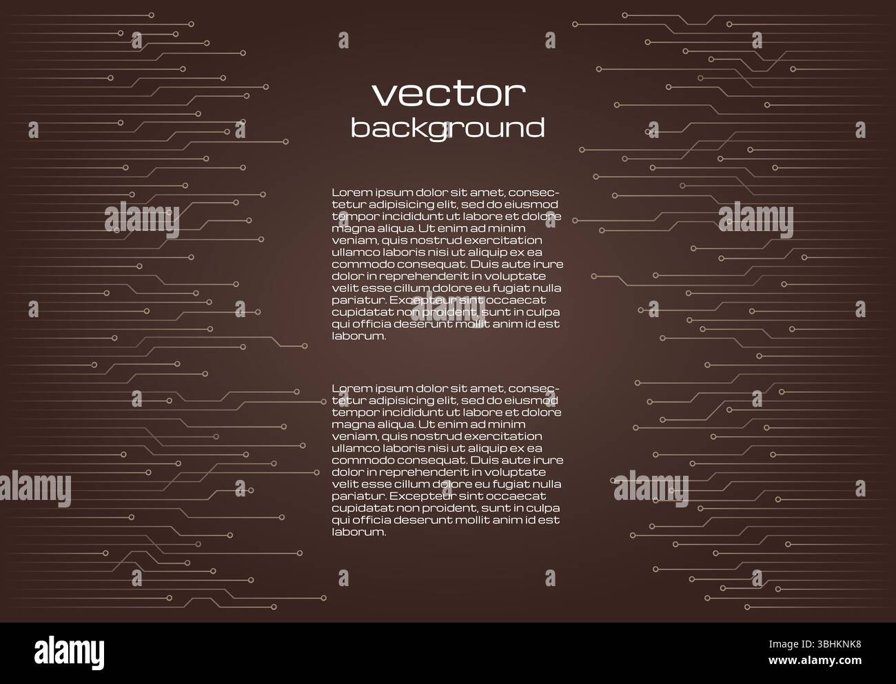 Abstract technological brown background with elements of the microchip ...