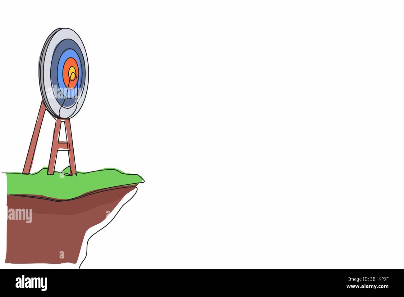 Continuous one line drawing archery target ring without arrows hitting ...