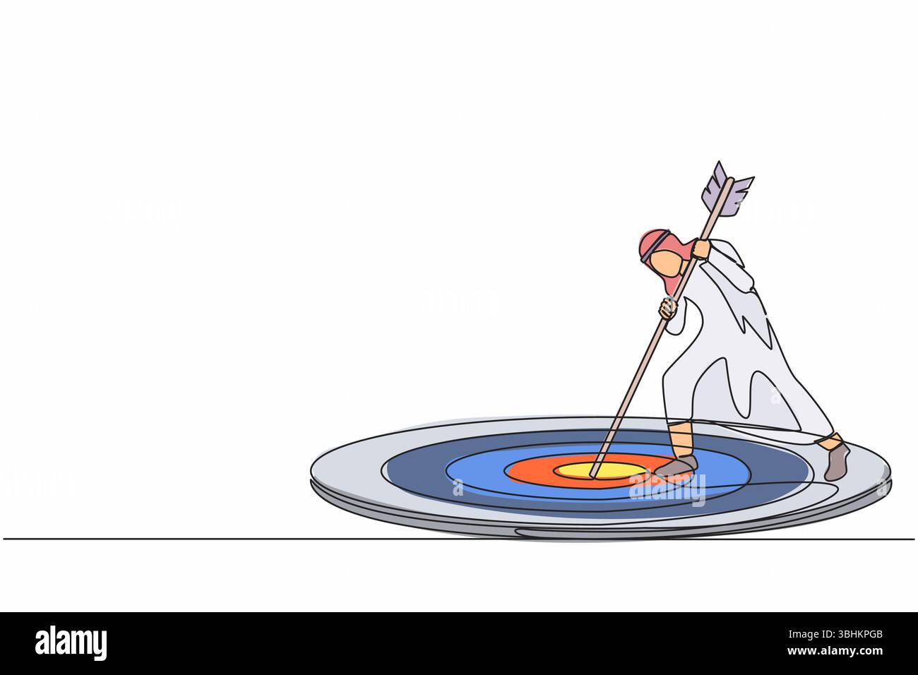 Single one line drawing focus marketing target strategy, Arabian ...