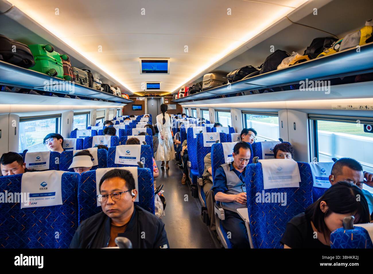 Interior of a high speed bullet train. Shaanxi Province, China Stock ...